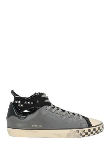 HIDNANDER High-top Sneakers In Leather And Textile Fibers - Grey