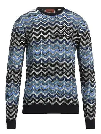 Missoni Sweater Wool Multicolor Crewneck Long Sleeve - Blue