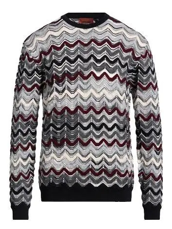 Missoni Sweater Wool Multicolor Crewneck Long Sleeve - Grey