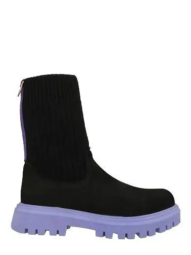 NILA & NILA Sock Ankle Boots In Leather And Textile Fibers - Black