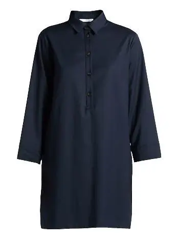 CARACTÈRE Mini Dress With Classic Collar And Long Sleeves - Navy