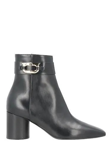 FERRAGAMO Lambskin Ankle Boots With Geometric Heel - Black