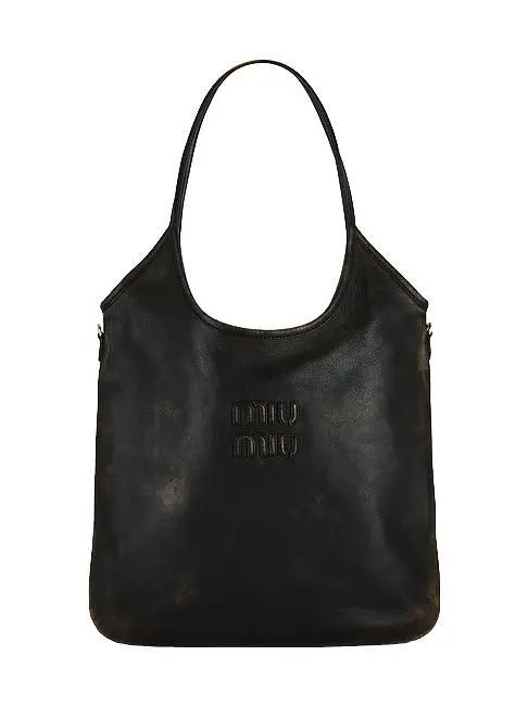 Miu Miu Ivy Nappa Leather Tote Bag - Caffe