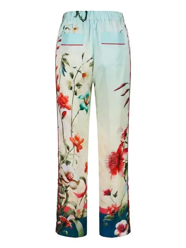 F.R.S FOR RESTLESS SLEEPERS Etere Floral-print Silk Trousers - Neutrals