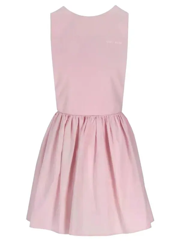 Miu Miu Logo Print Gathered Waist Dress - Pink