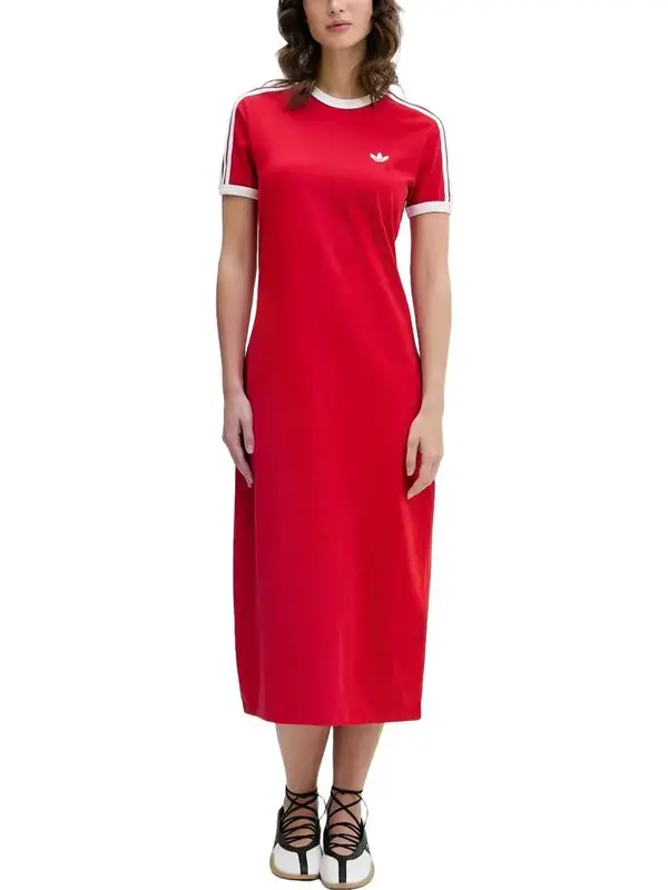Adidas 3 Stripe Midi Dress - Red
