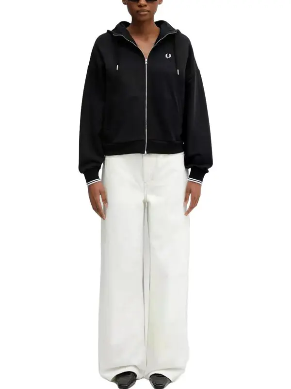 Fred Perry Embroidered Zip-up Hoodie - Black