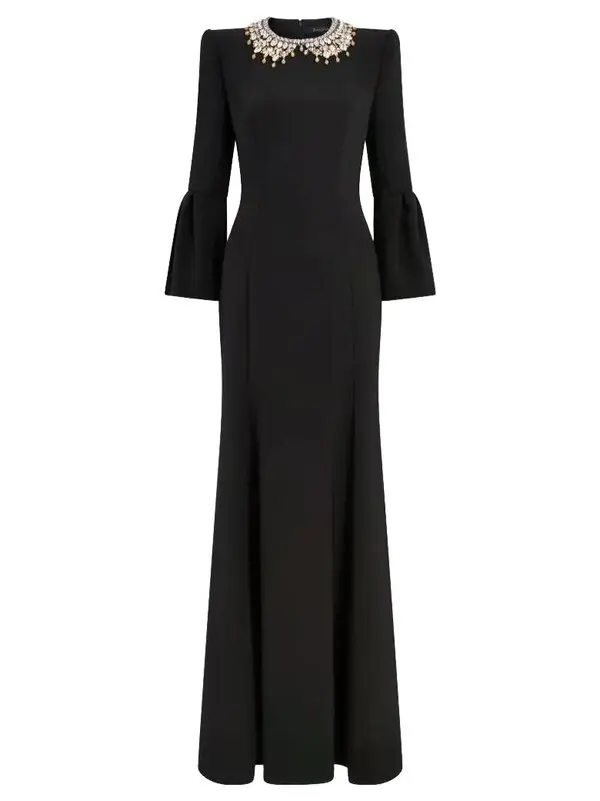 Jenny Packham Pueblo Embellished Neck Dress - Black
