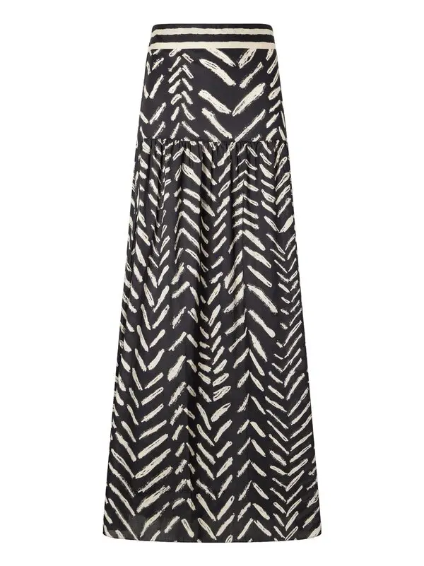 Johanna Ortiz Printed Cotton Maxi Skirt - Black