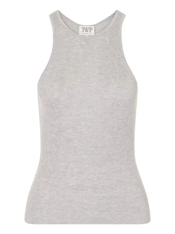 TWP Harbor" Ribbed-knit Silk Blend Tank - Gray