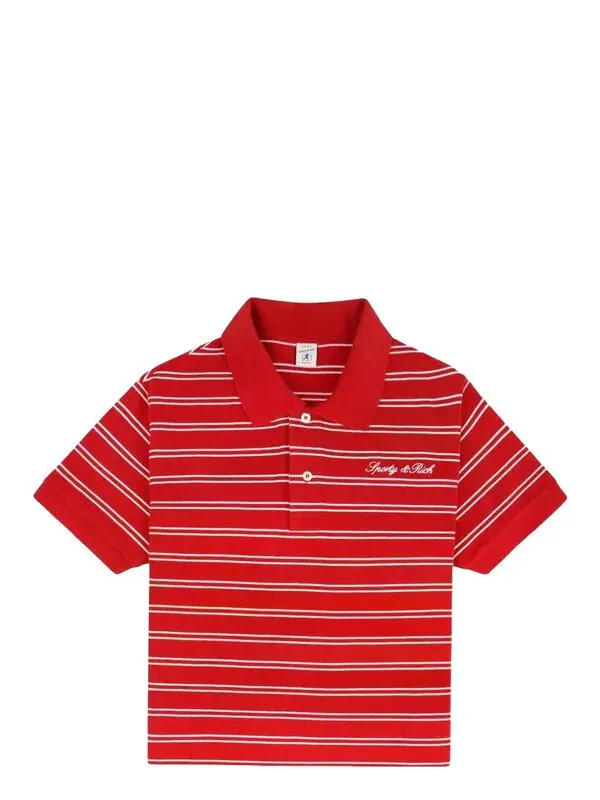 SPORTY & RICH Embroidered Logo Polo Top - Red