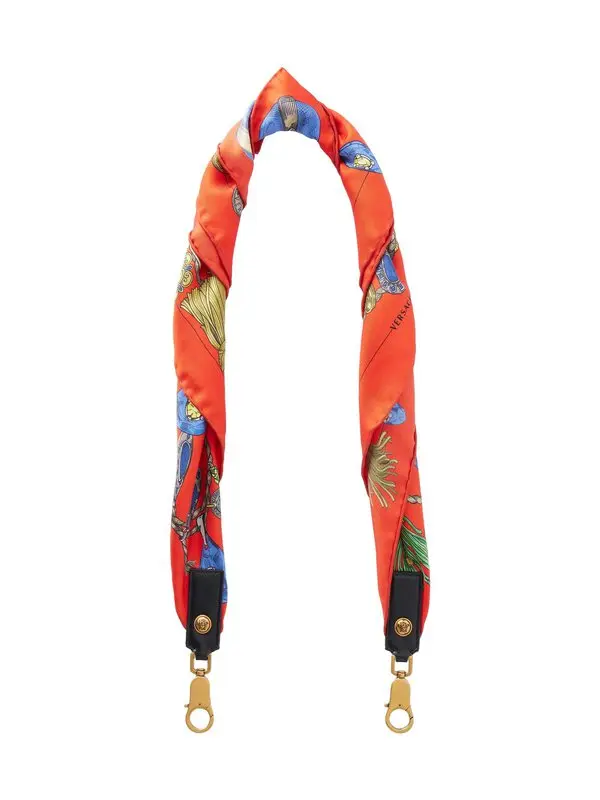 Versace Medusa Embellished Silk-twill Bag Strap - Red