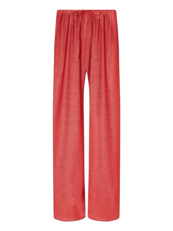 Oseree Lumière Metallic Lurex Wide-leg Pants - Red