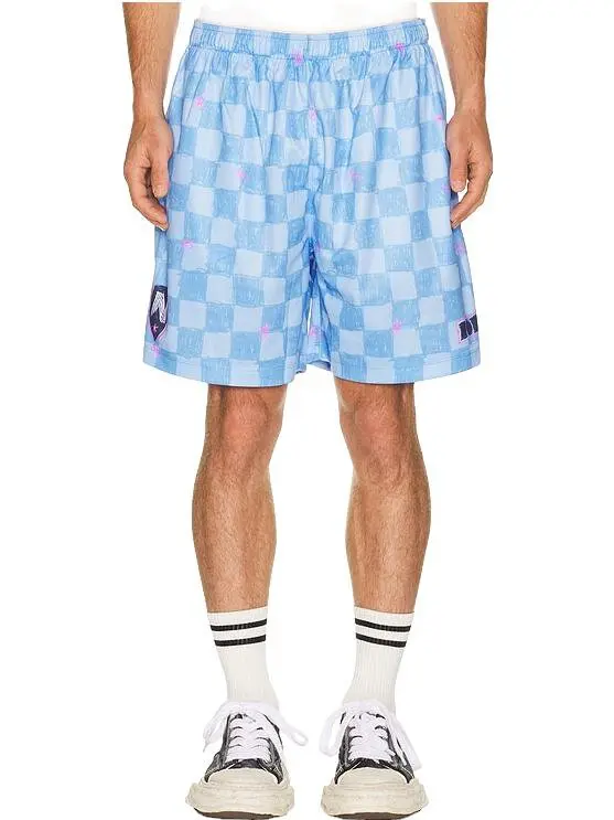 NAHMIAS Scribble Check Soccer Short - Blue Iris