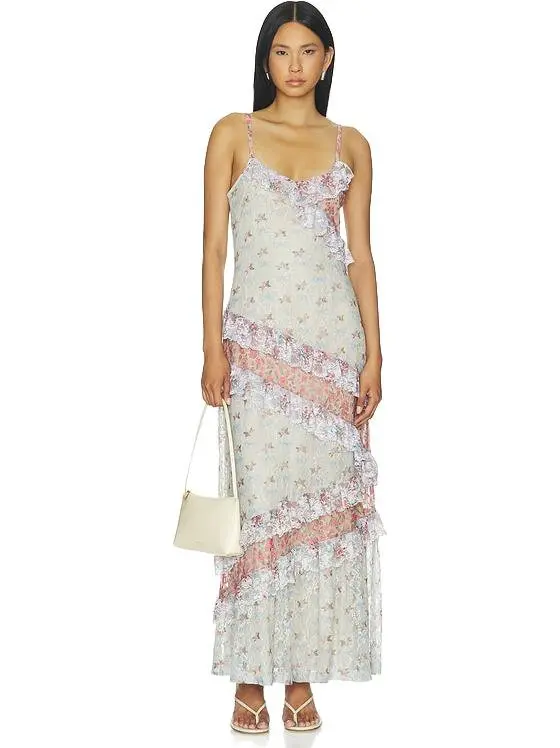 Agua Bendita Alana Cherish Lace Maxi Dress - Multicolor