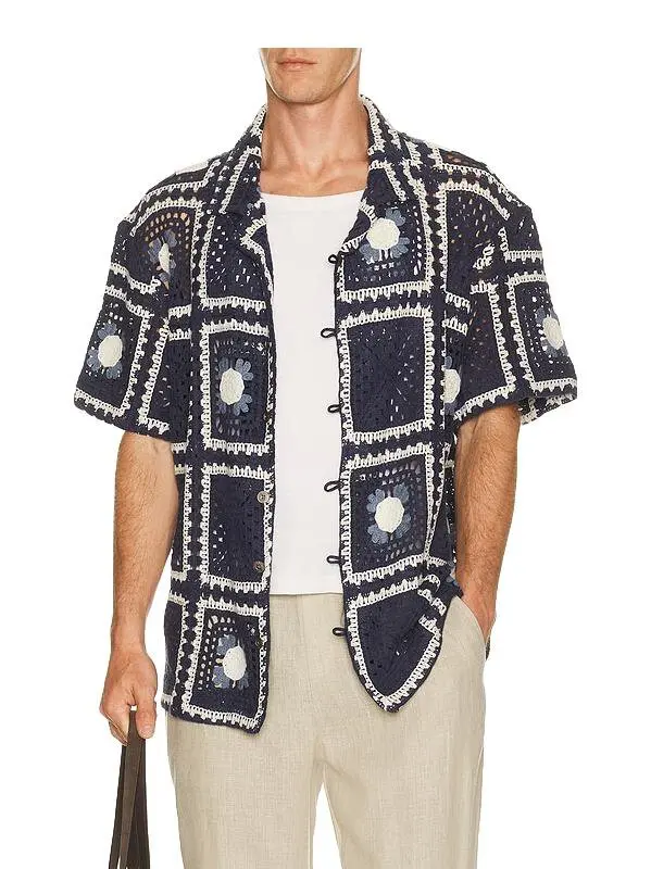 CHE Tejer Crochet Shirt In Black - Navy