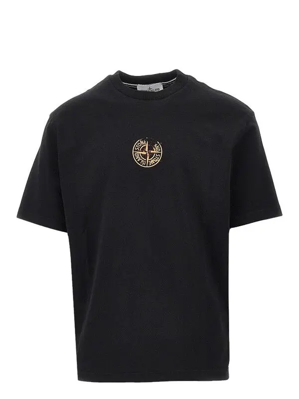 Stone Island Consued Effect Print T-shirt An - Black