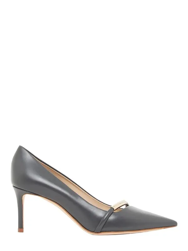 Giorgio Armani Pointed Toe Pumps With Metallic Strap - Grey