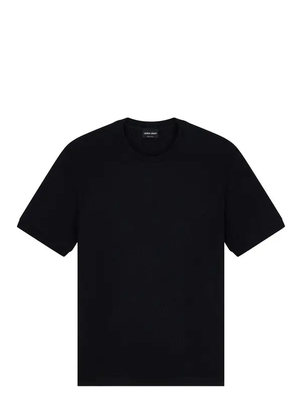Giorgio Armani Regular Fit Jacquard Jersey T-shirt - Black