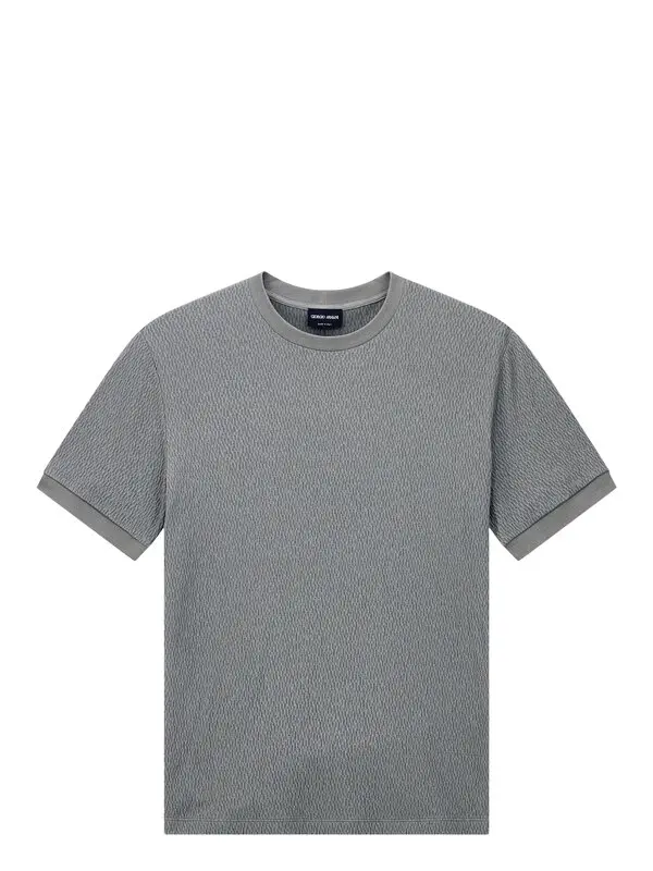 Giorgio Armani Regular Fit Jacquard Jersey T-shirt - Grey