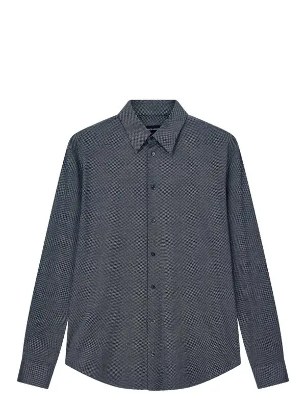 Giorgio Armani Shirt Regular Fit In Micro Jacquard Cotton Jersey - Patterned