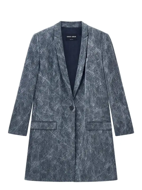Giorgio Armani Single-breasted Geometric Jacquard Viscose Blazer - Grey