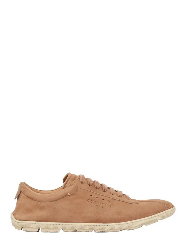 Giorgio Armani Low-top Suede Lace-up Sneakers With Rubber Sole - Brown