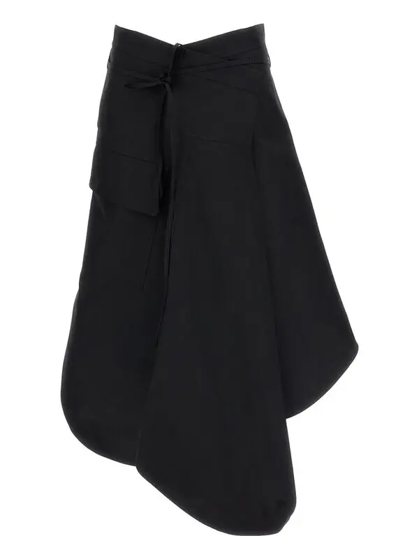 Bottega Veneta Asymmetric Wrap Midi Skirt - Black