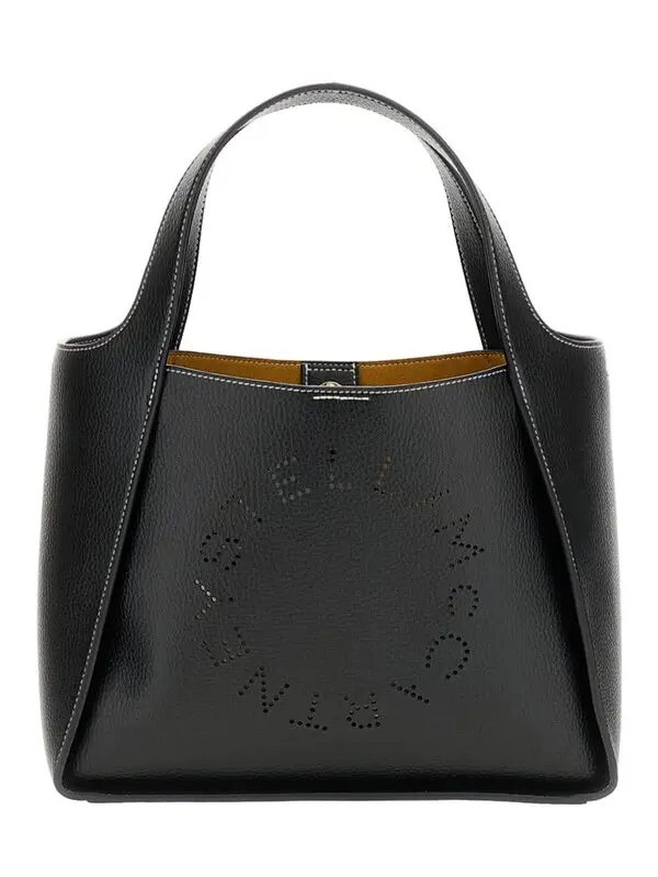 Stella McCartney Borsa Tote Logo Con Tracolla Grainy Alter Mat - Nero
