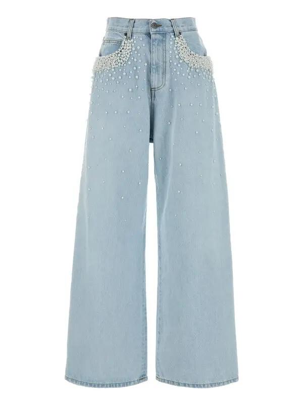 Giuseppe Di Morabito Wide-leg Pearl Embellished Jeans - Blue