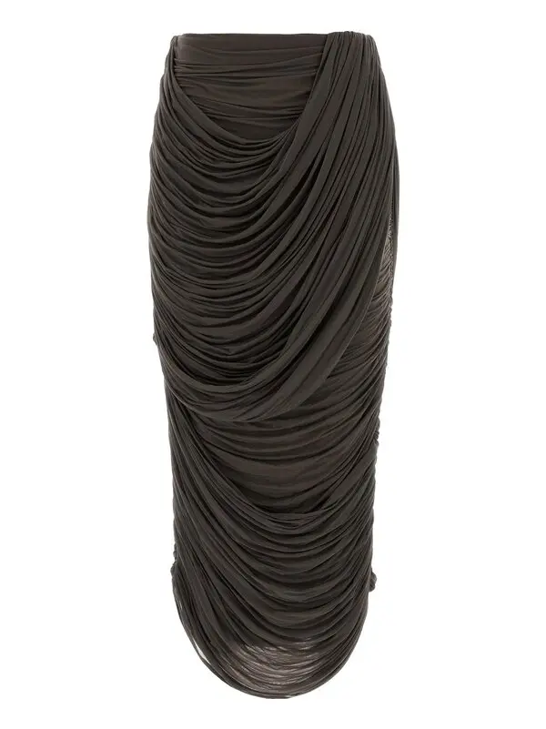 Magda Butrym Draped Stretch Cupro Midi Skirt - Brown