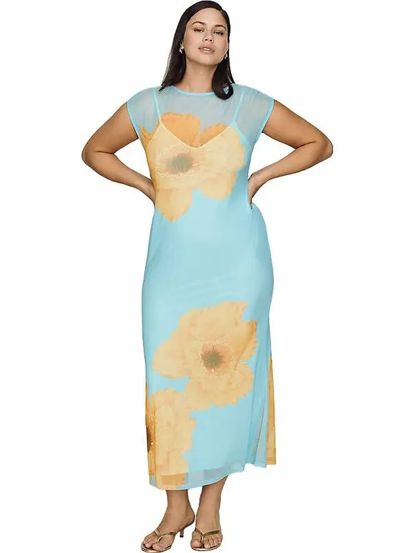 NEVER FULLY DRESSED Floral Midi Dress - Blue Pattern