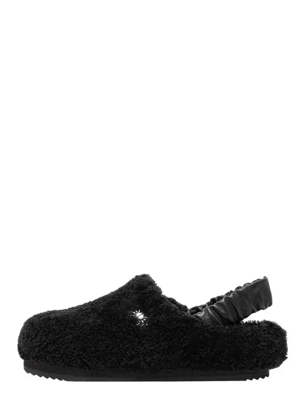 MYYAZ Teddy Shearling Clogs With Embossed Logo - Black