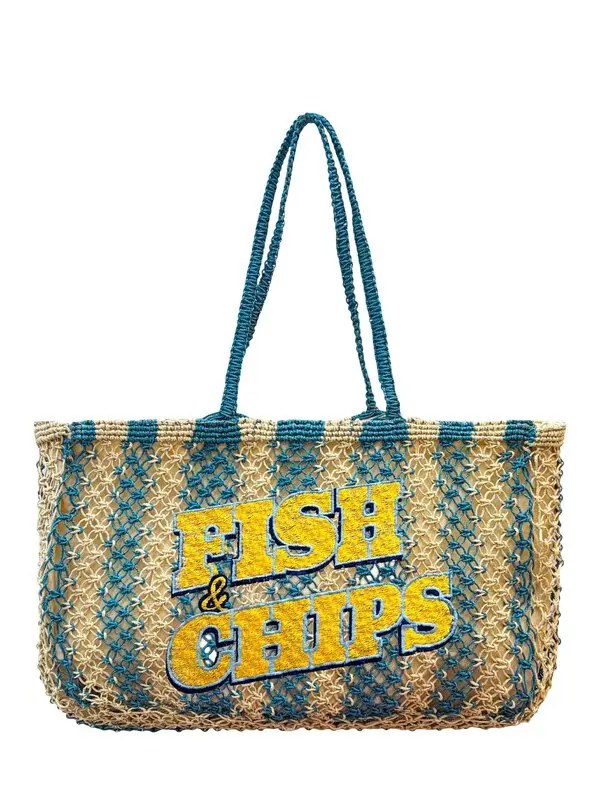 LILLY LOVES Oversized Jute Shopper Bag - Blue