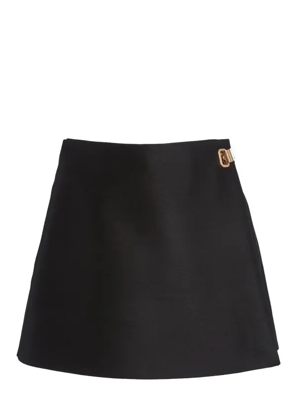 Balenciaga Tailored Wool-silk Skort With Gold-tone Hardware - Black