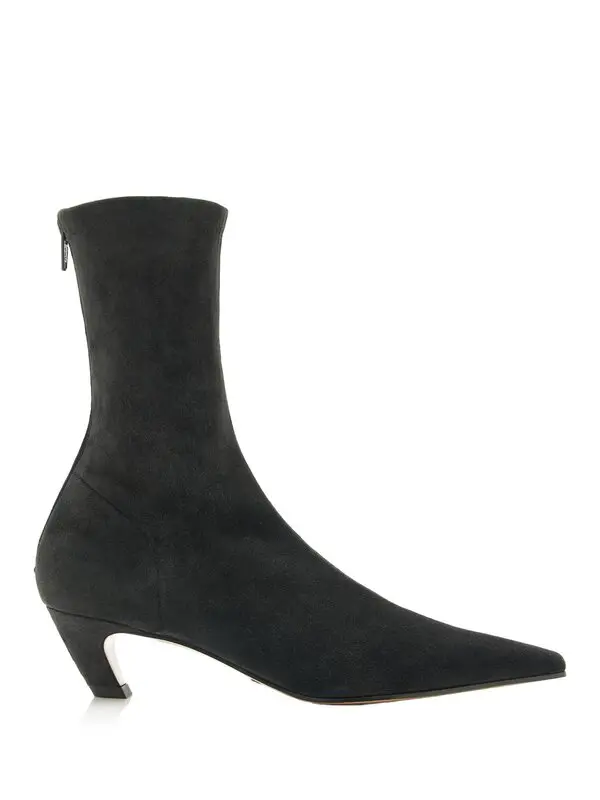 Khaite Arizona Suede Zip Up Ankle Boots - Black