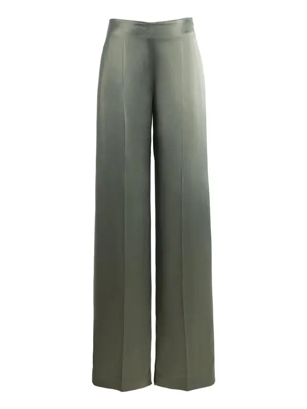 SEV Wide-leg Satin Trousers - Olive