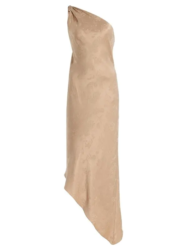 Anna October Molly Asymmetrical Floral Midi Dress - Neutral