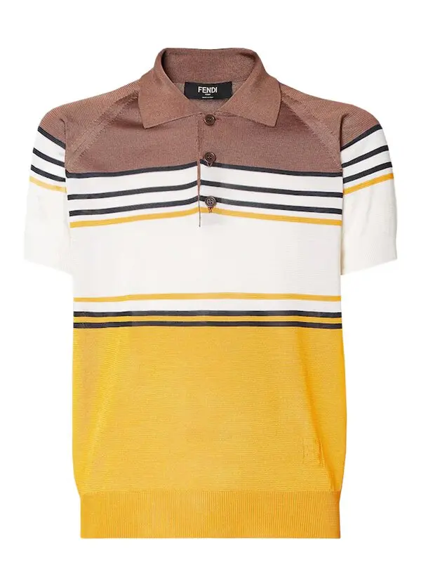 Fendi Multicoloured Striped Viscose Polo Shirt - Multicolor