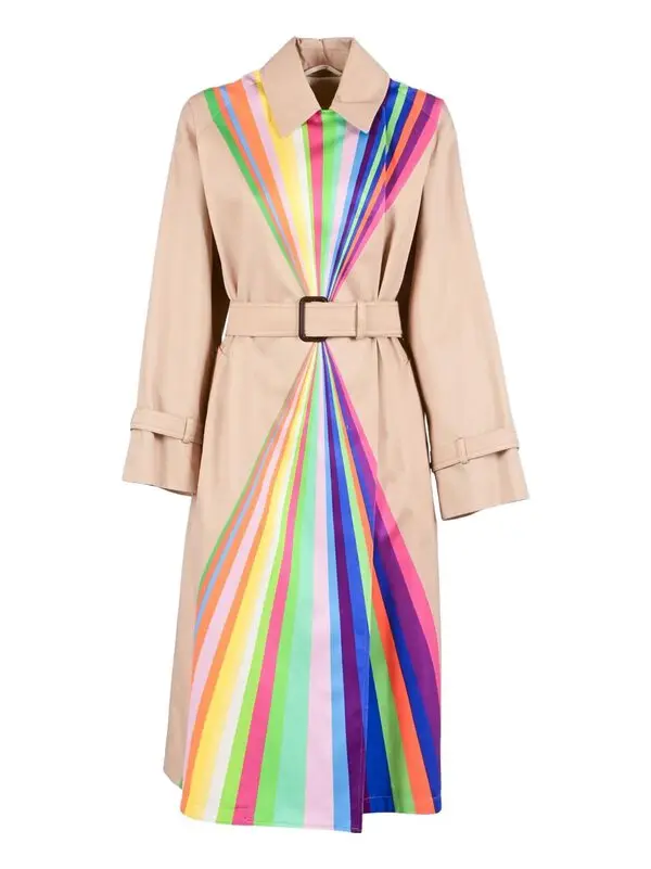 Max Mara Belted Trench Coat With Printed Design - Multicolor