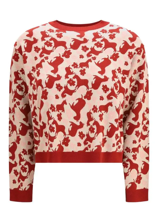 Max Mara Printed Knit Sweater - Red
