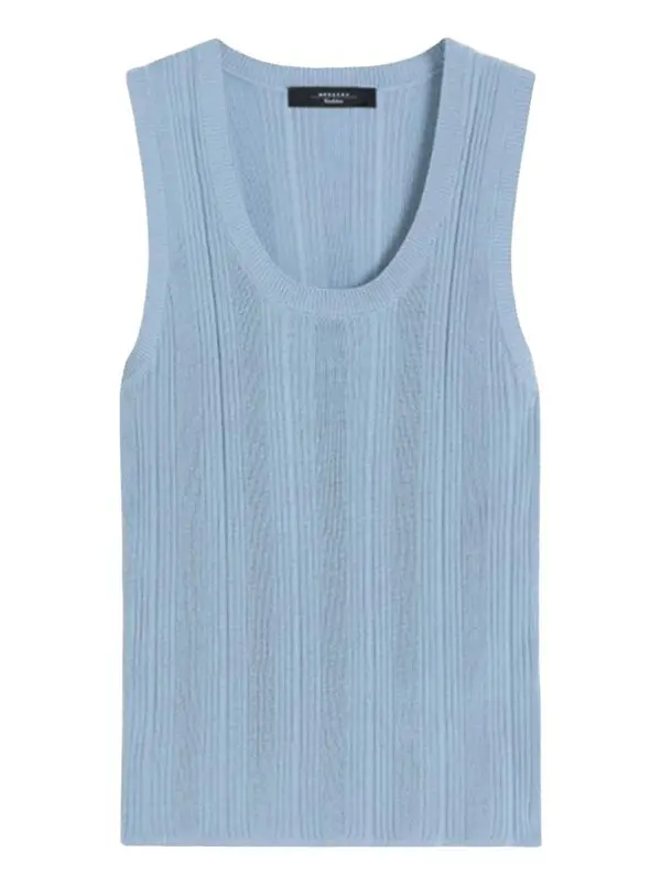 Max Mara Ribbed Knit Sleeveless Pullover - Blue