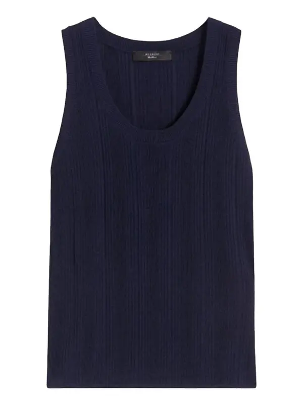 Max Mara Ribbed Viscose Blend Pullover - Blue