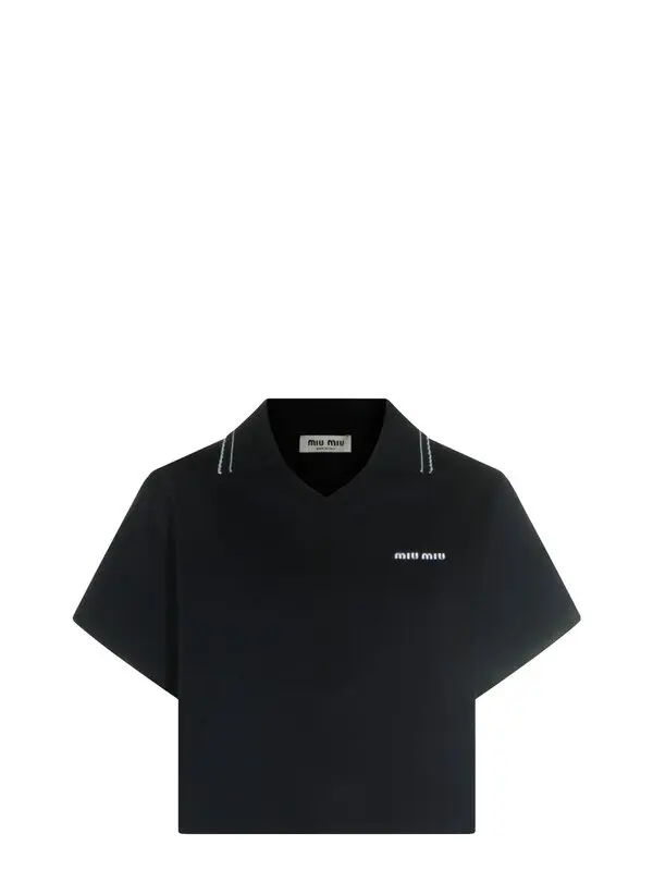 Miu Miu Cropped Polo Shirt - Blue