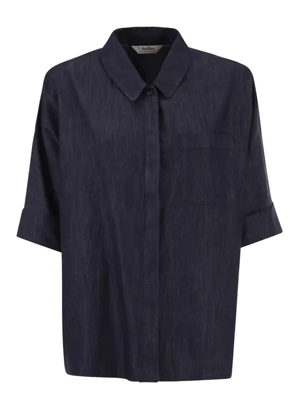Max Mara Lightweight Denim Shirt With Short Sleeves - Multicolor