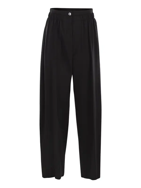 Sportmax Quito Wide-leg Stretch Wool Trousers - Black