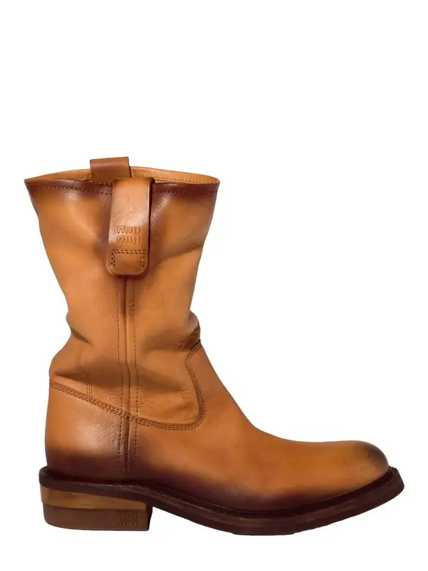 Miu Miu Leather Boots - Brown
