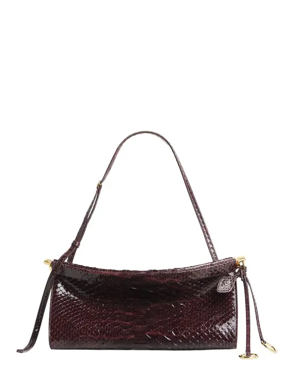 Alaïa Medium Snakeskin Le Click East West Shoulder Bag - Brown