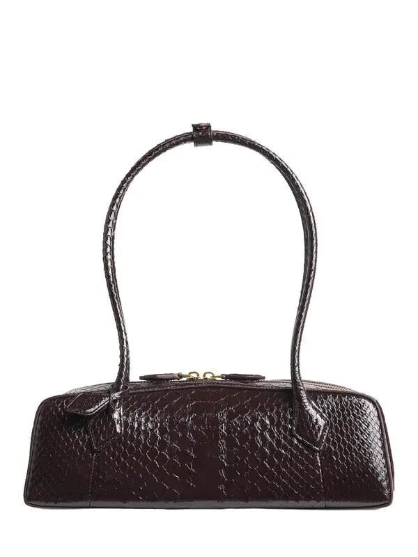 Alaïa Le Teckel Shoulder Bag In Snakeskin - Brown