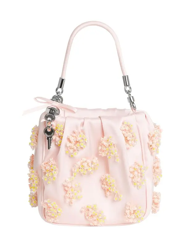 SELF-PORTRAIT Embellished Satin Top-handle Bag - Pink